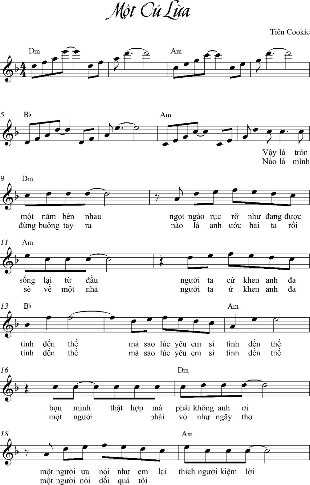 Một Cú Lừa Sheet Đệm Hát - Bích Phương